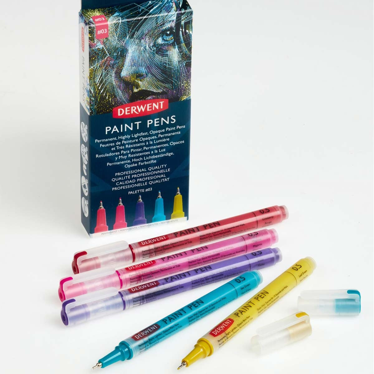 Derwent - Paint Pens - 5x Assorted Colours - Palette No.3